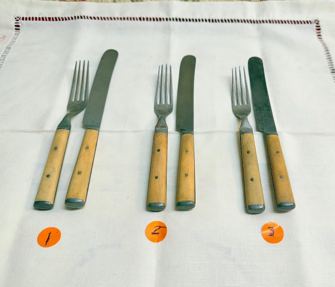 Antique Bone Handle Fork & Knife Set: Civil War Era Cutlery - Etsy