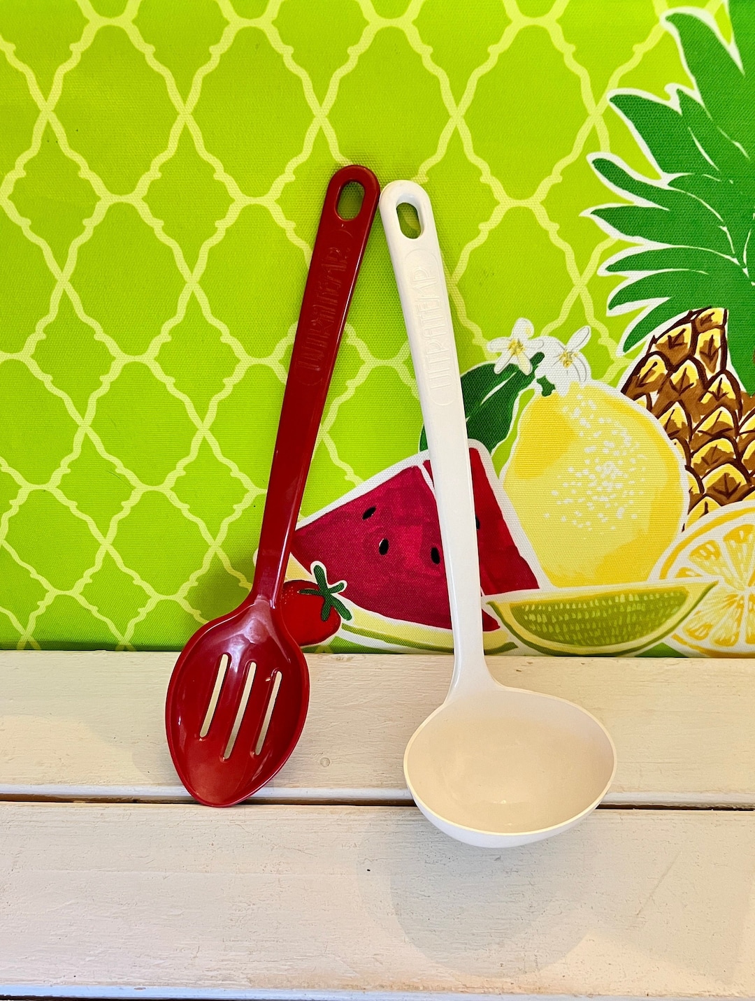 Ultratemp Kitchen Utensils- Red Slotted Spoon 2115 & White Ladle 2109 ...