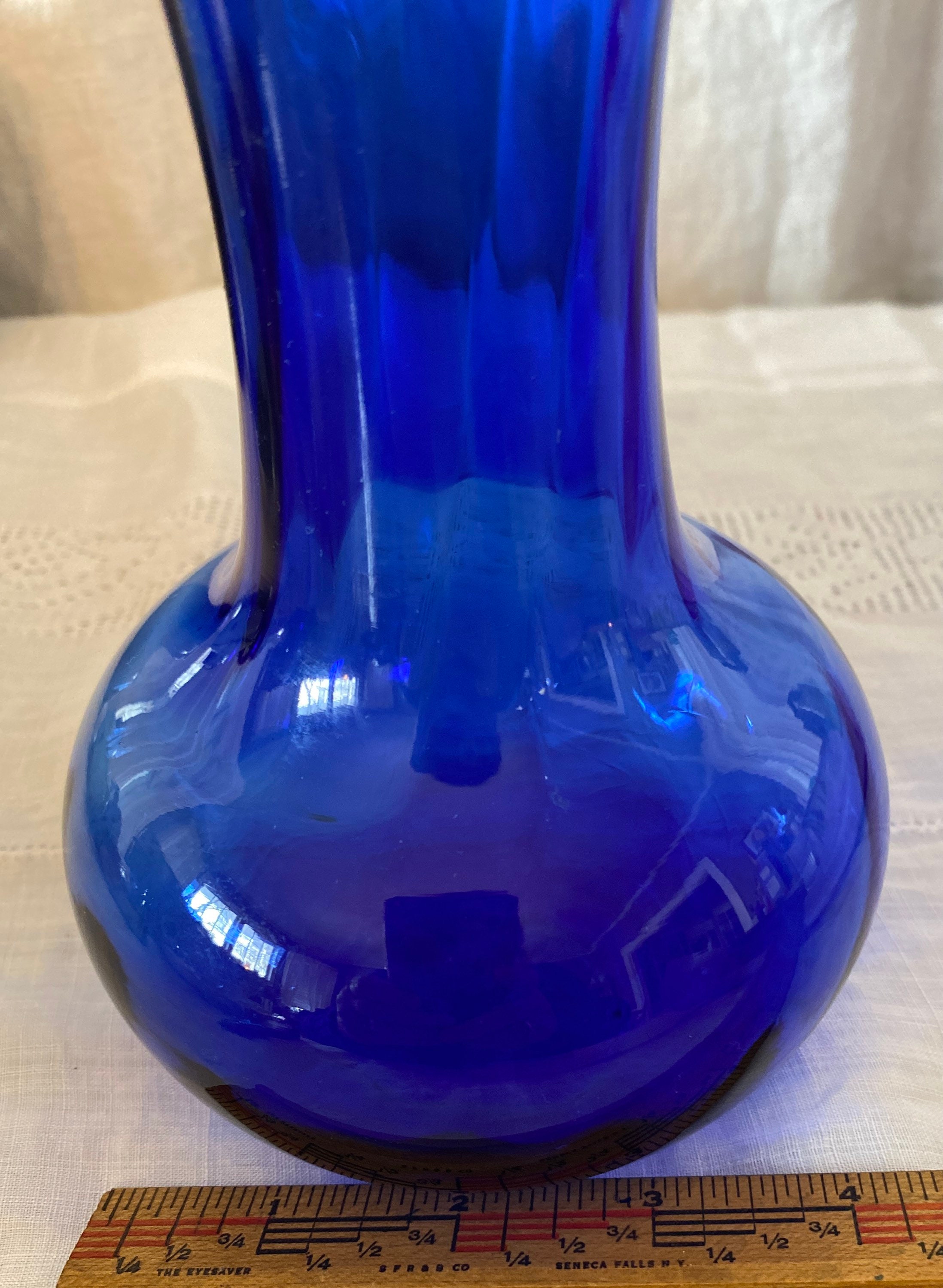 Vintage Cobalt Blue Hand Blown Glass Vase 8 tall | Etsy Vintage Cobalt Blue Hand Blown Glass Vase 8 tall | Etsy