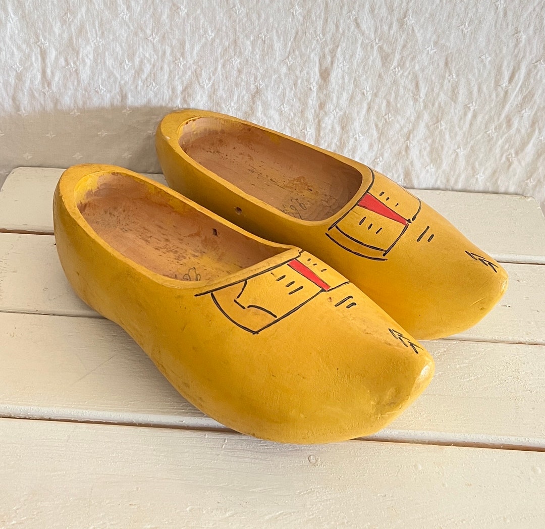 Vintage Dutch Clogs Hand Painted Klompen Adult Sz 12" / 26.5 Cm Hand ...
