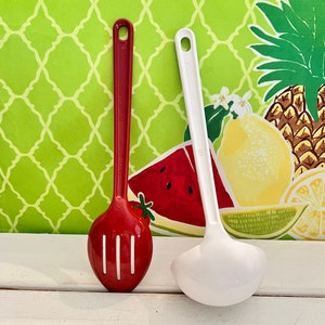 Ultratemp Kitchen Utensils- Red Slotted Spoon 2115 & White Ladle 2109 ...