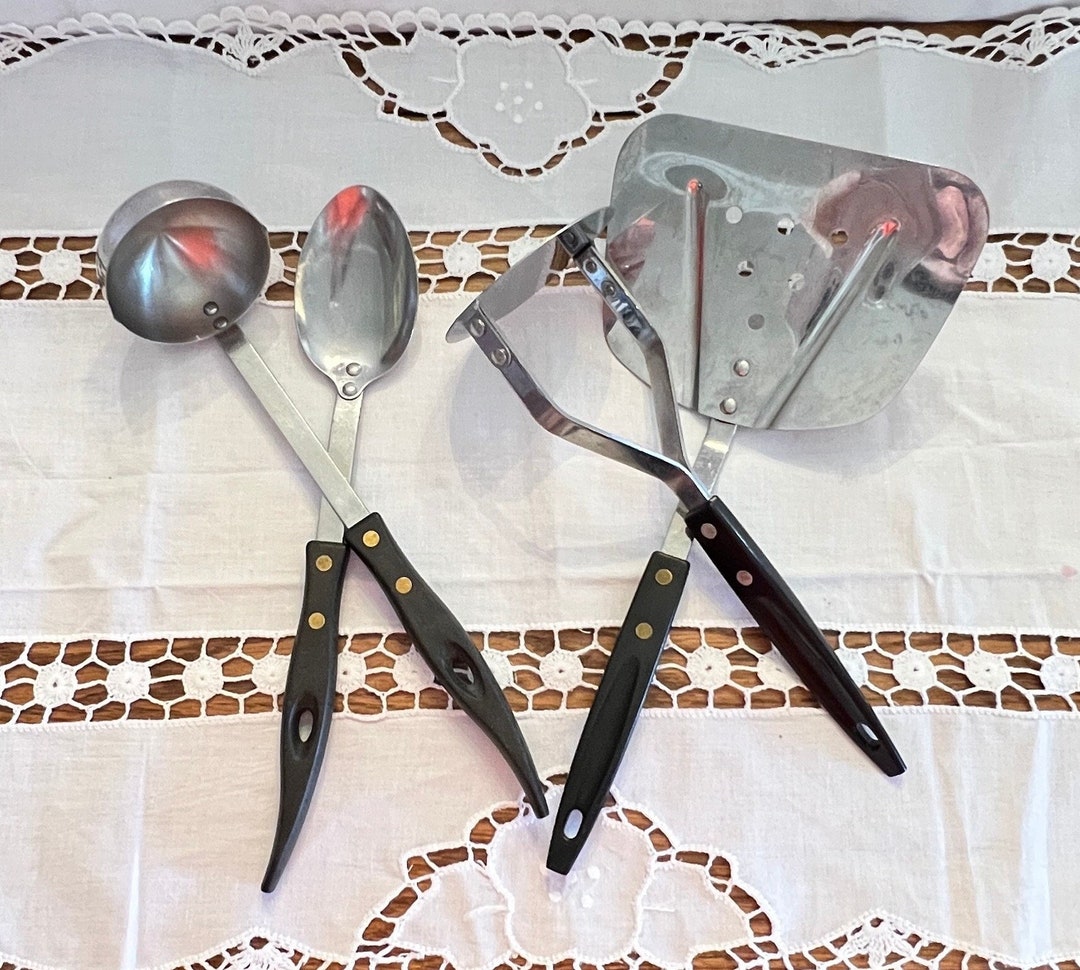 Vintage Stanley Stainless Solid Spoon, Ladle and Other Wide Spatula ...