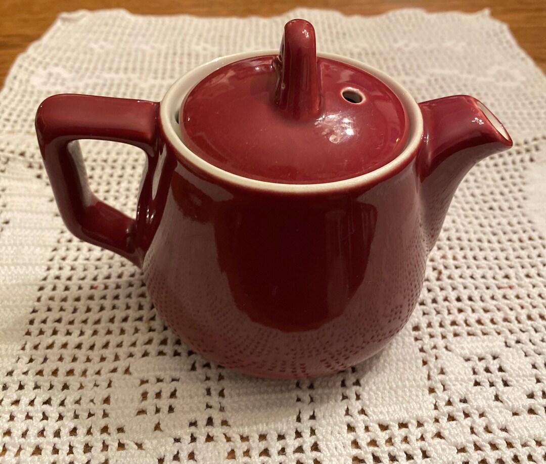 Hall 8 Oz Ceramic Teapot- Maroon Restaurant Ware Individual Mini ...