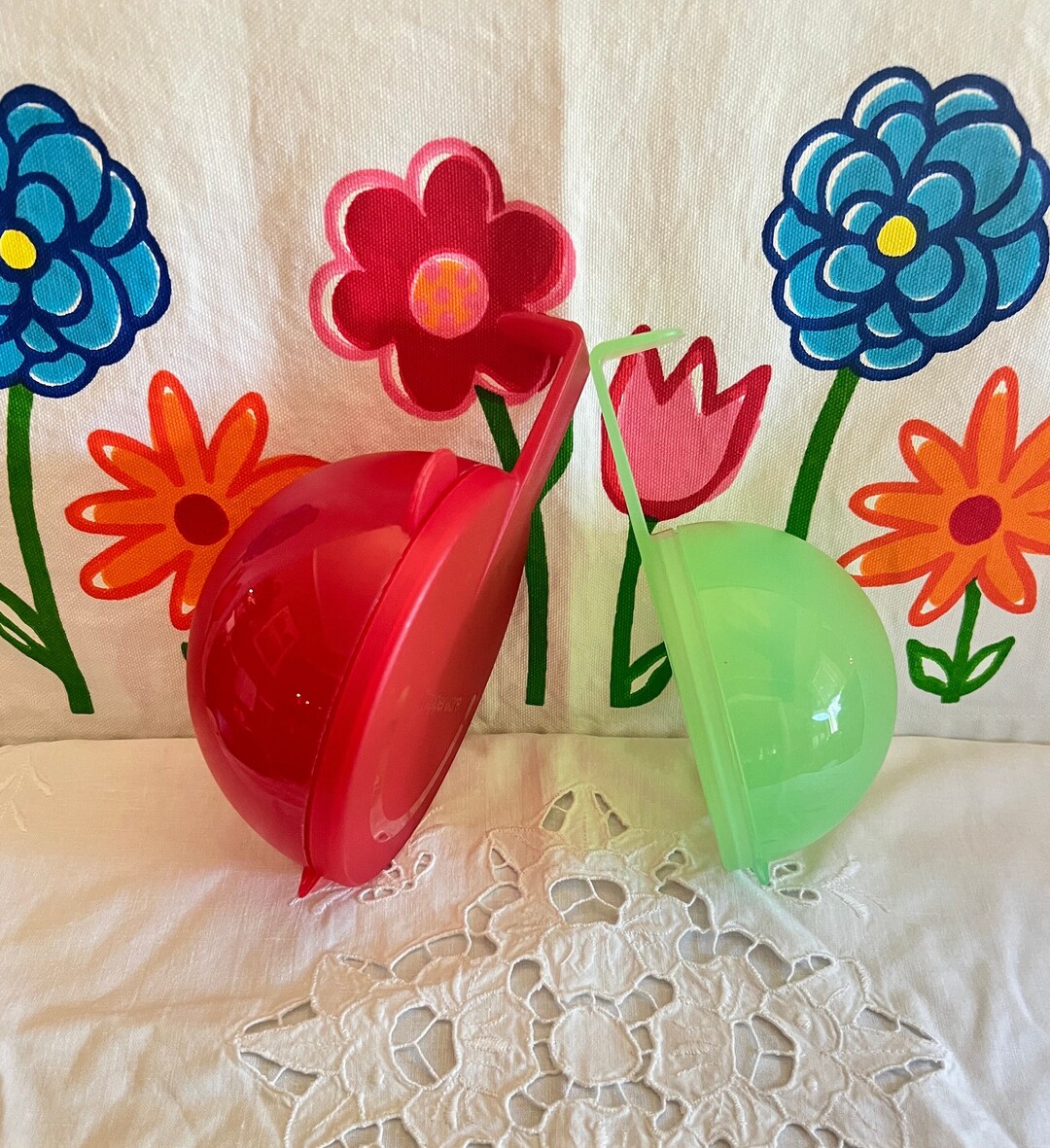 Vintage 90s Tupperware Forget Me Not Hanging Onion/lemon/garlic Keeper ...