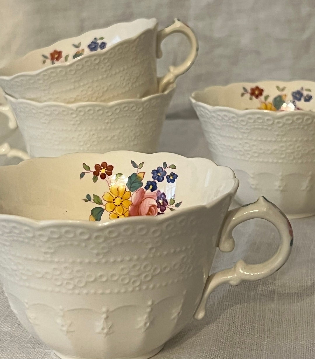 Spode’s Jewel Ann Hathaway Set of 4 Tea Cups • Antique 1920’s Spode ...