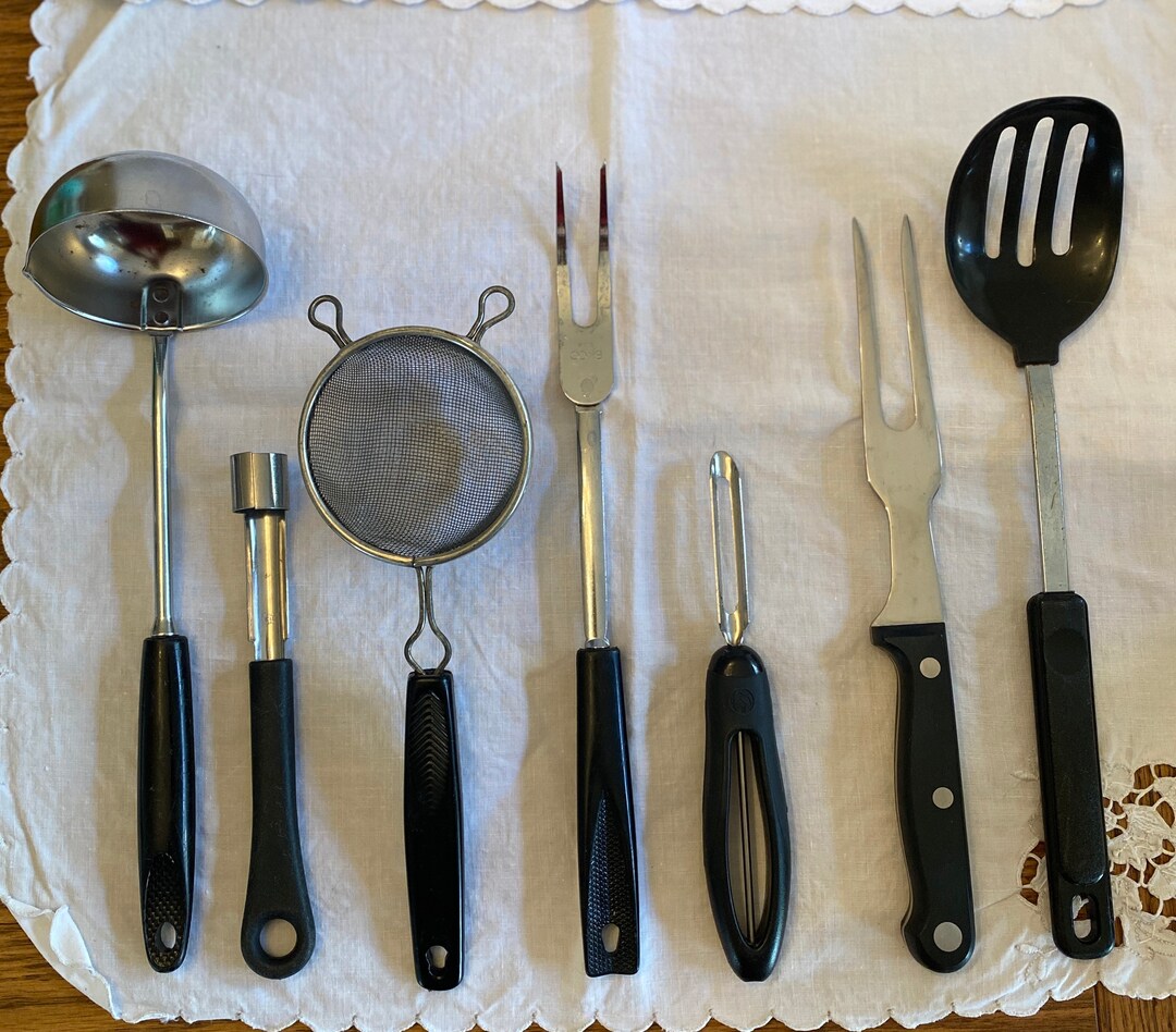 MCM Kitchen Utensils Ekco Ladle, Forged Meat Fork, Strainer Spoon ...