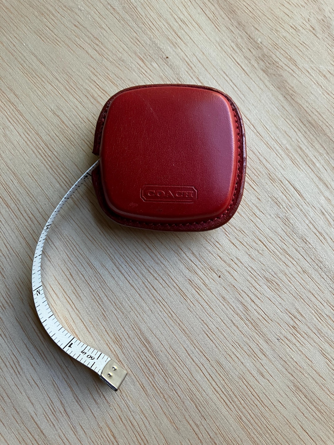 Vintage Coach Red Leather Measuring Tape, Coach Collectible Sewing ...