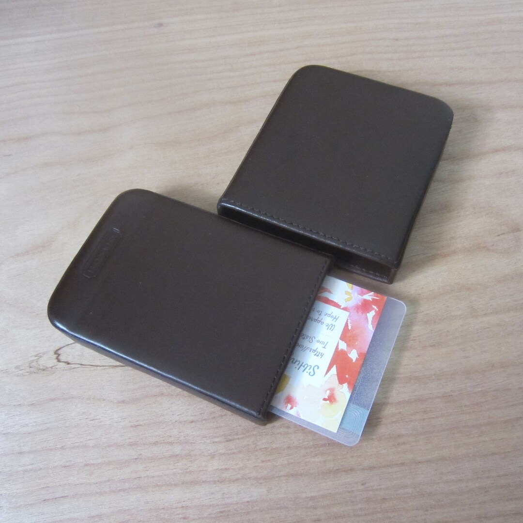 Vintage Coach Leather Business Card Holder, Dark Brown Structured ...