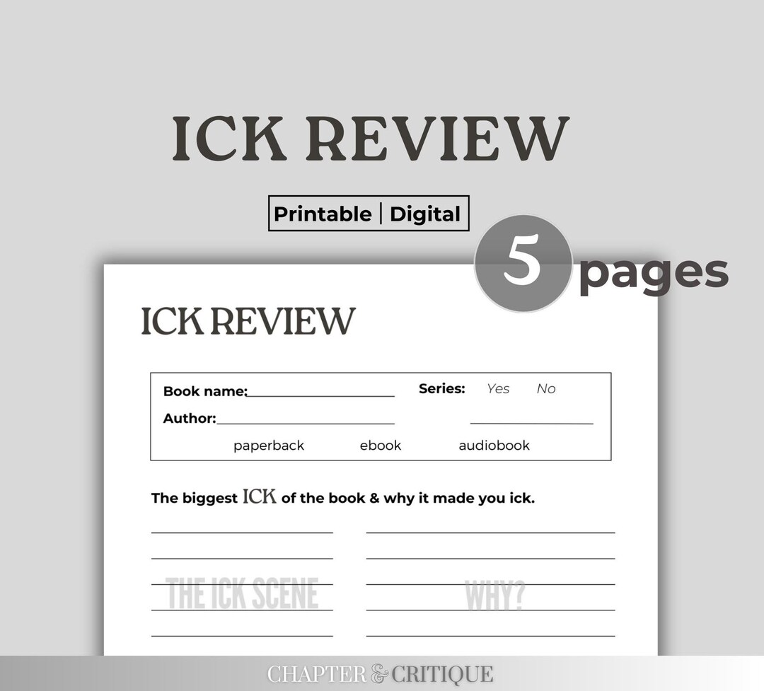 Ick Book Review Printable | A4, Goodnotes Compatible (PDF) - Etsy