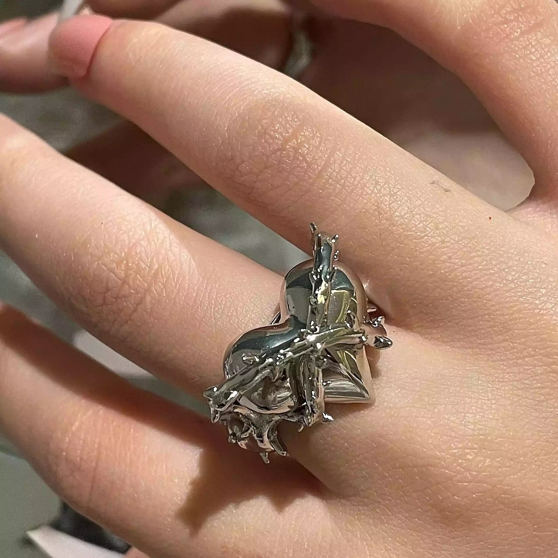 Chrome Heart Ring Nana Anime Anime Ring Armor Ring Heart | Etsy