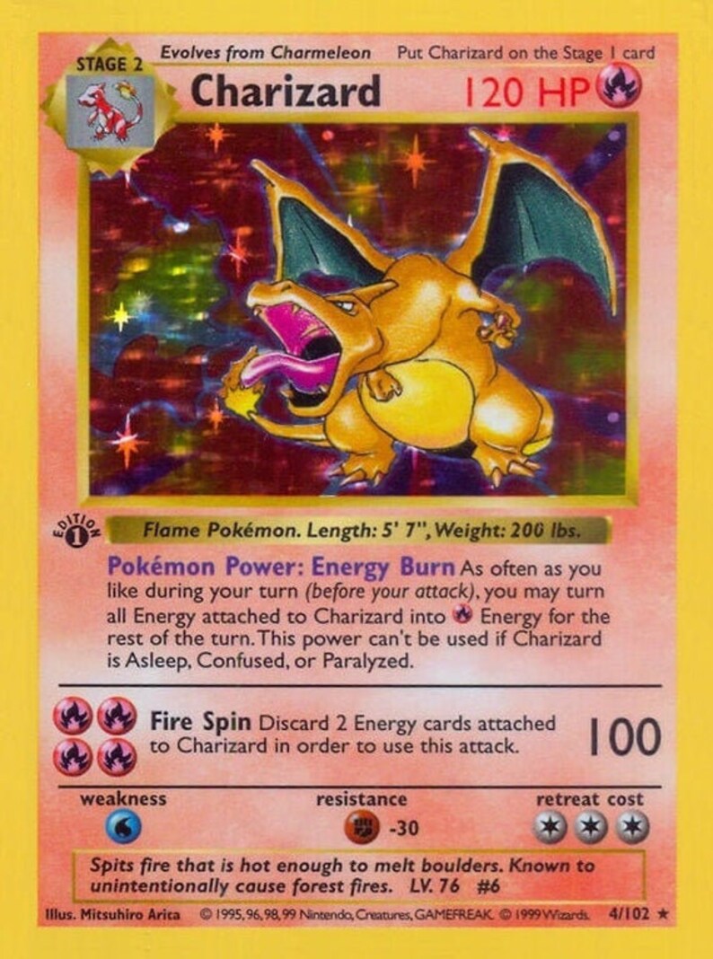 Charizard 1st Edition Base Set 4 102 Shadowless Holy Grail Etsy Charizard 1st Edition Base Set 4 102 Shadowless Holy Grail Etsy