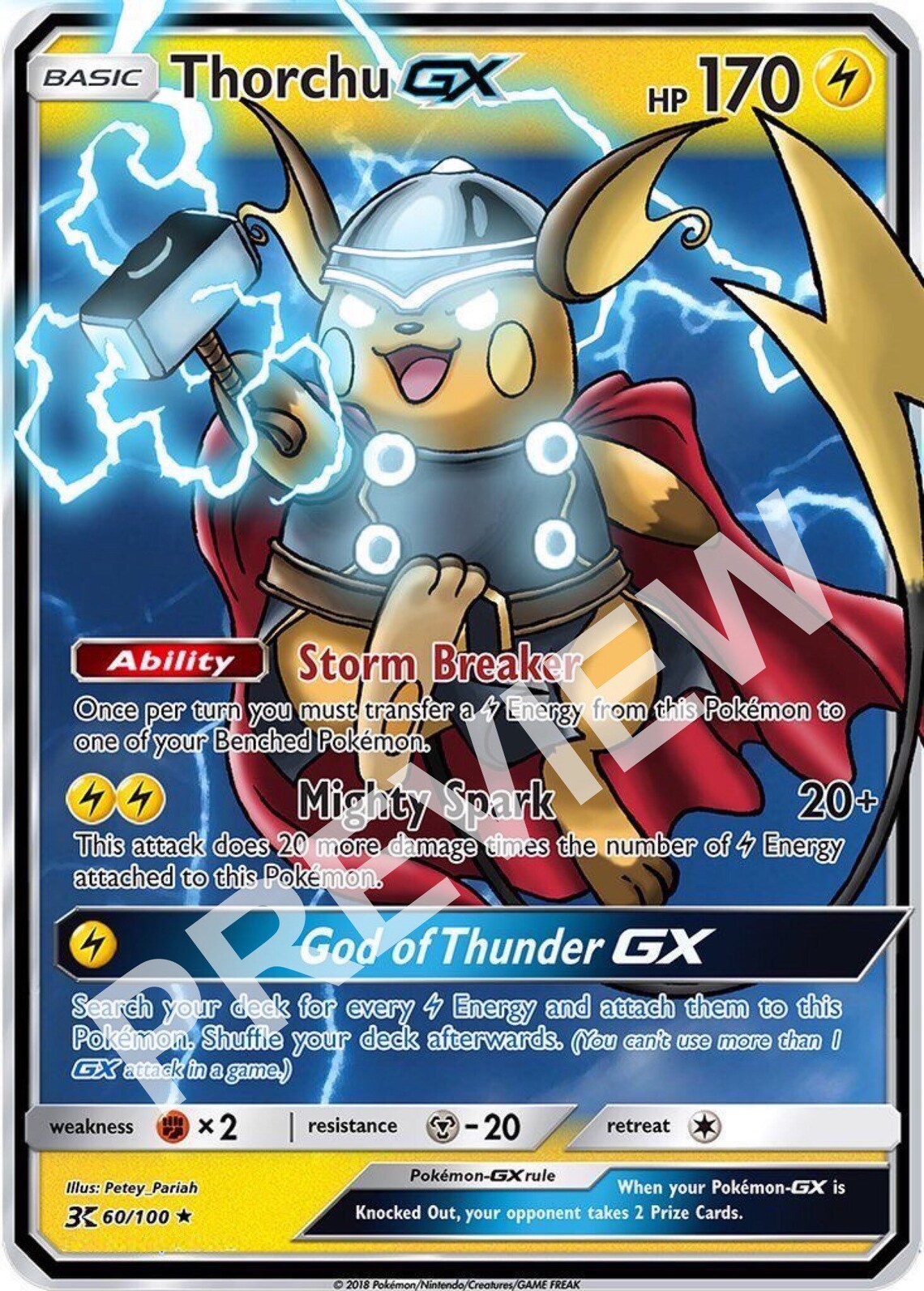 THORCHU Thor / Raichu Armoured GX Custom One Off Pokemon card | Etsy