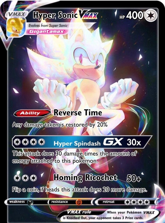 Hyper Sonic VMAX Custom One off Pokemon Card Sonic & Tails | Etsy
