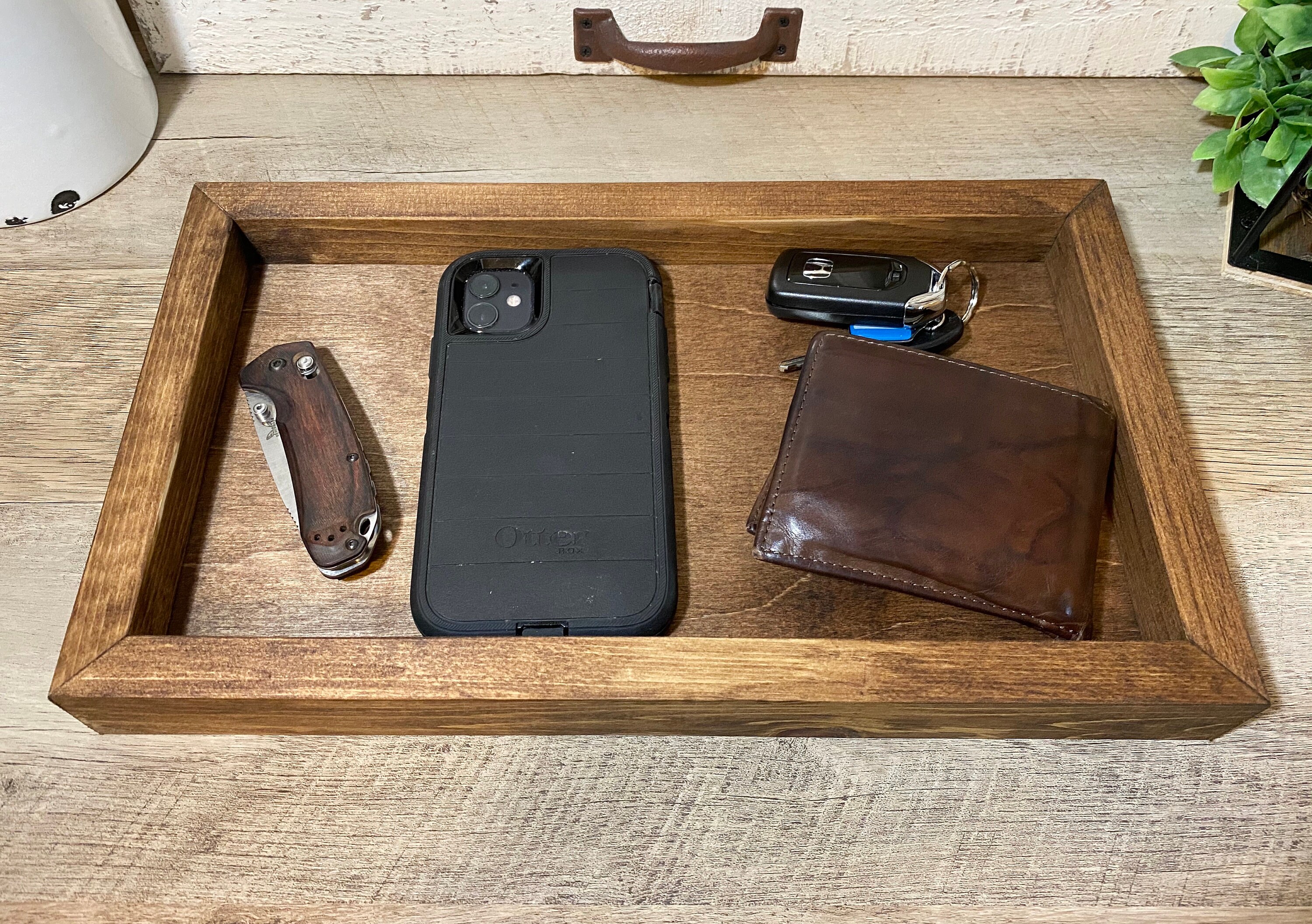 Wood Entryway Tray Oak Key Tray Wood Valet Tray XL Wood Key Tray ...