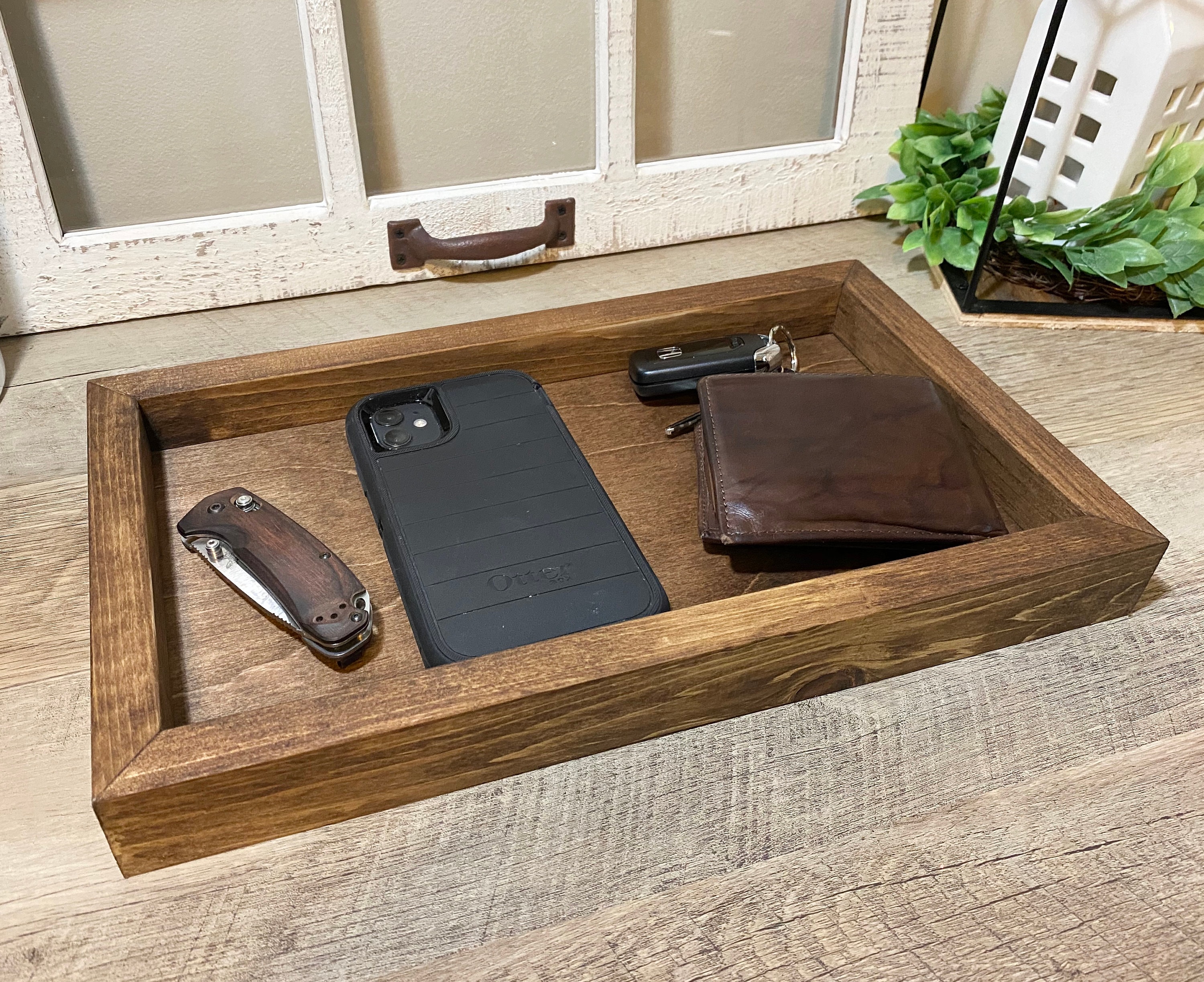Wood Entryway Tray Oak Key Tray Wood Valet Tray XL Wood Key Tray ...