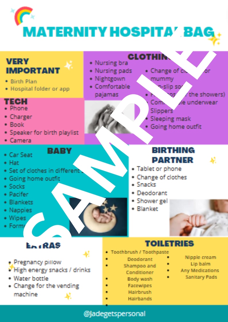 Hospital Bag Checklist Labour and Delivery Check List Mum and Baby ...