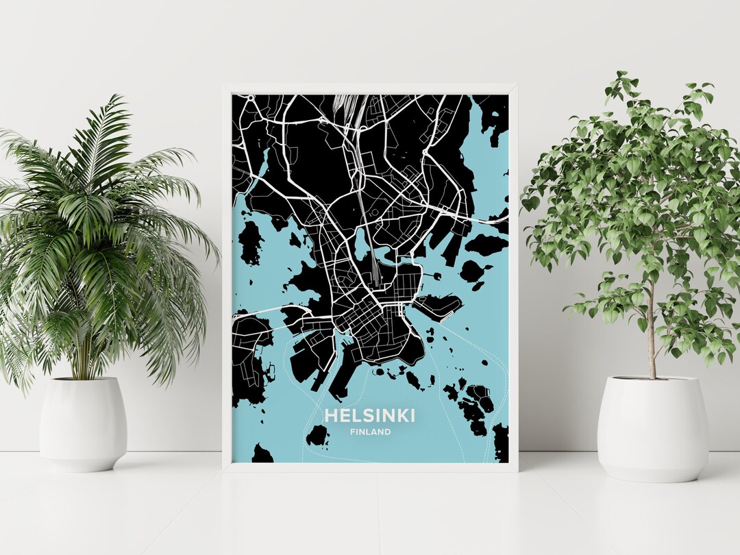 Helsinki Map Print, Helsinki Map Poster Wall Art, Helsinki City Map ...