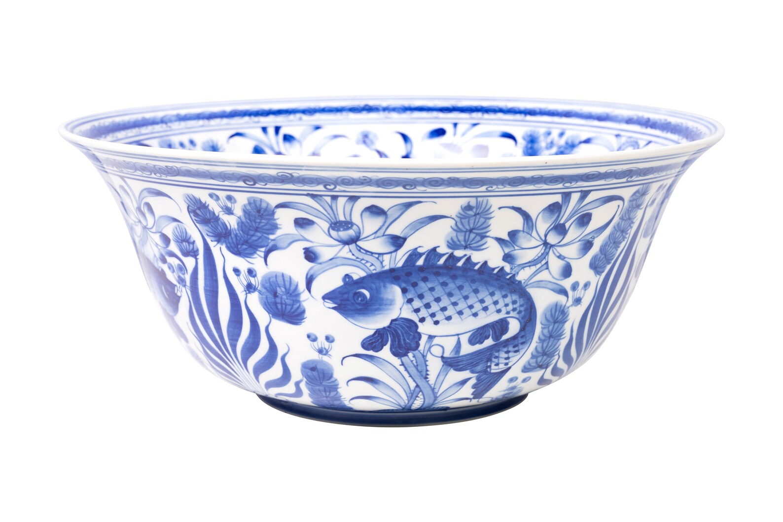 Thai Blue and White Hand Painted Porcelain Bowl Fish Motif | Etsy