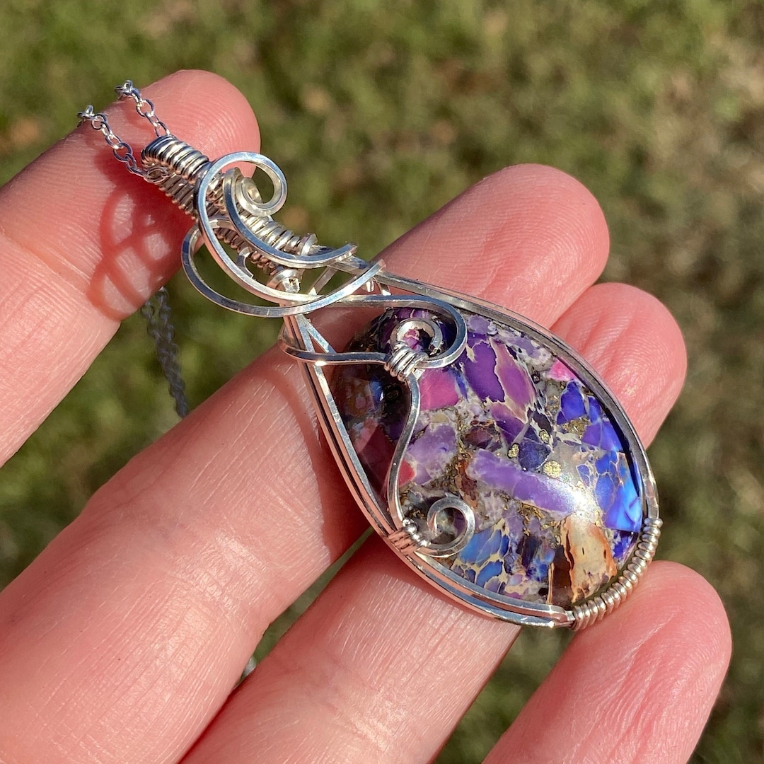 Sterling Silver Pendant, Natural Stone Jewelry, Brass Line Kyanite ...