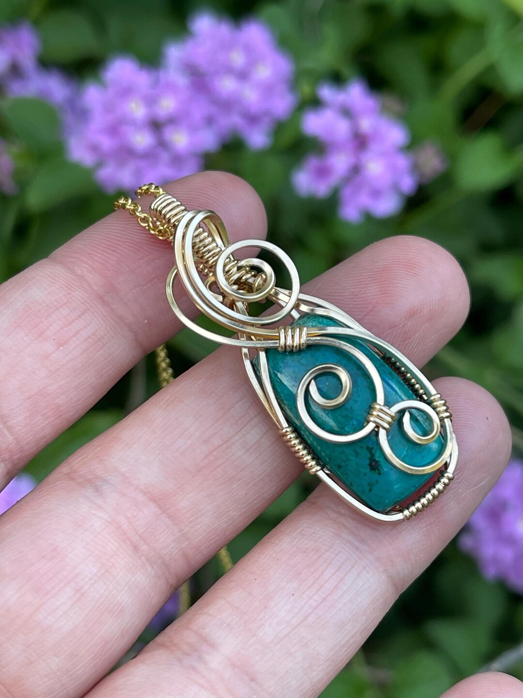 Chrysocolla Pendant, Grounding Necklace for Women, Metaphysical Gift ...