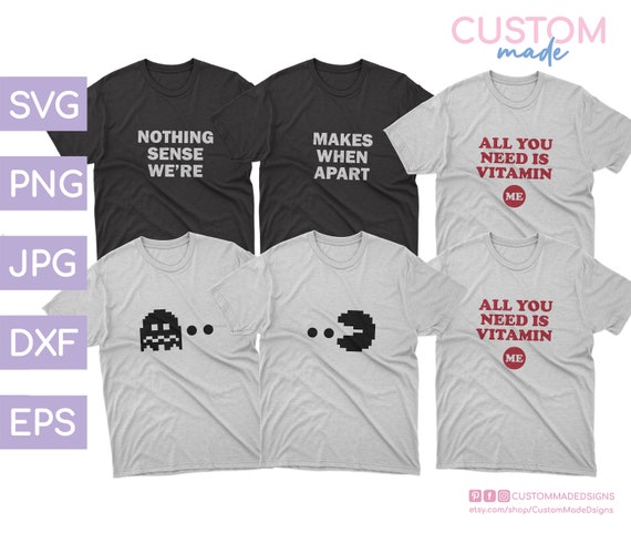 Couple Matching T-shirt Bundle SVG Editable Vector Dxf | Etsy