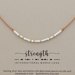 Strength Bracelet Custom Morse Code: Sterling Silver Beads on Silk Cord ...