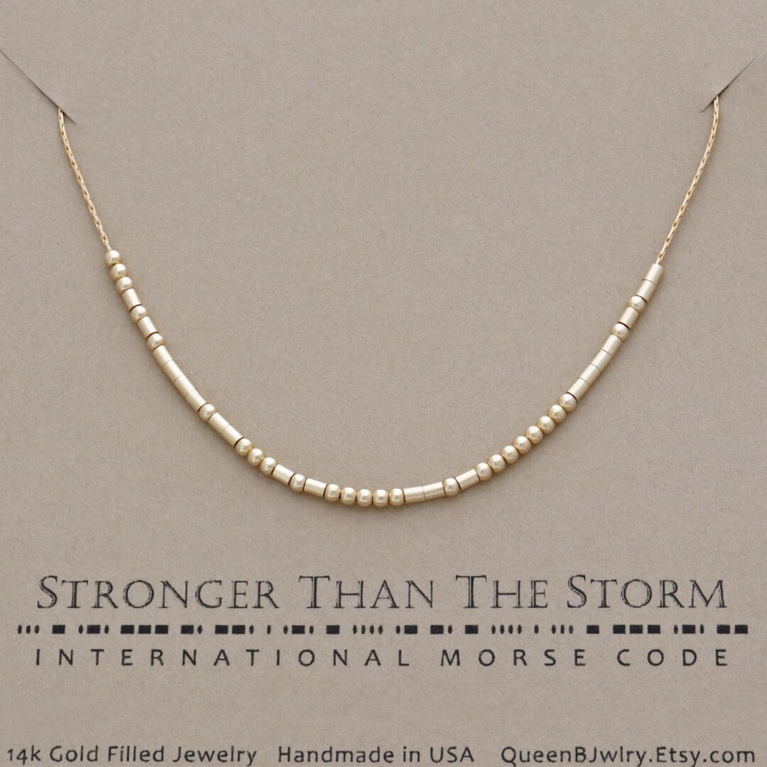 Stronger Than the Storm Morse Code Bracelet in 14k Gold Filled or ...