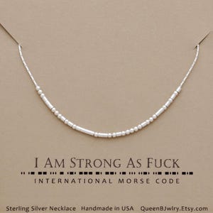 Strength Necklace, Custom Morse Code Jewelry Gift Sterling Silver or ...