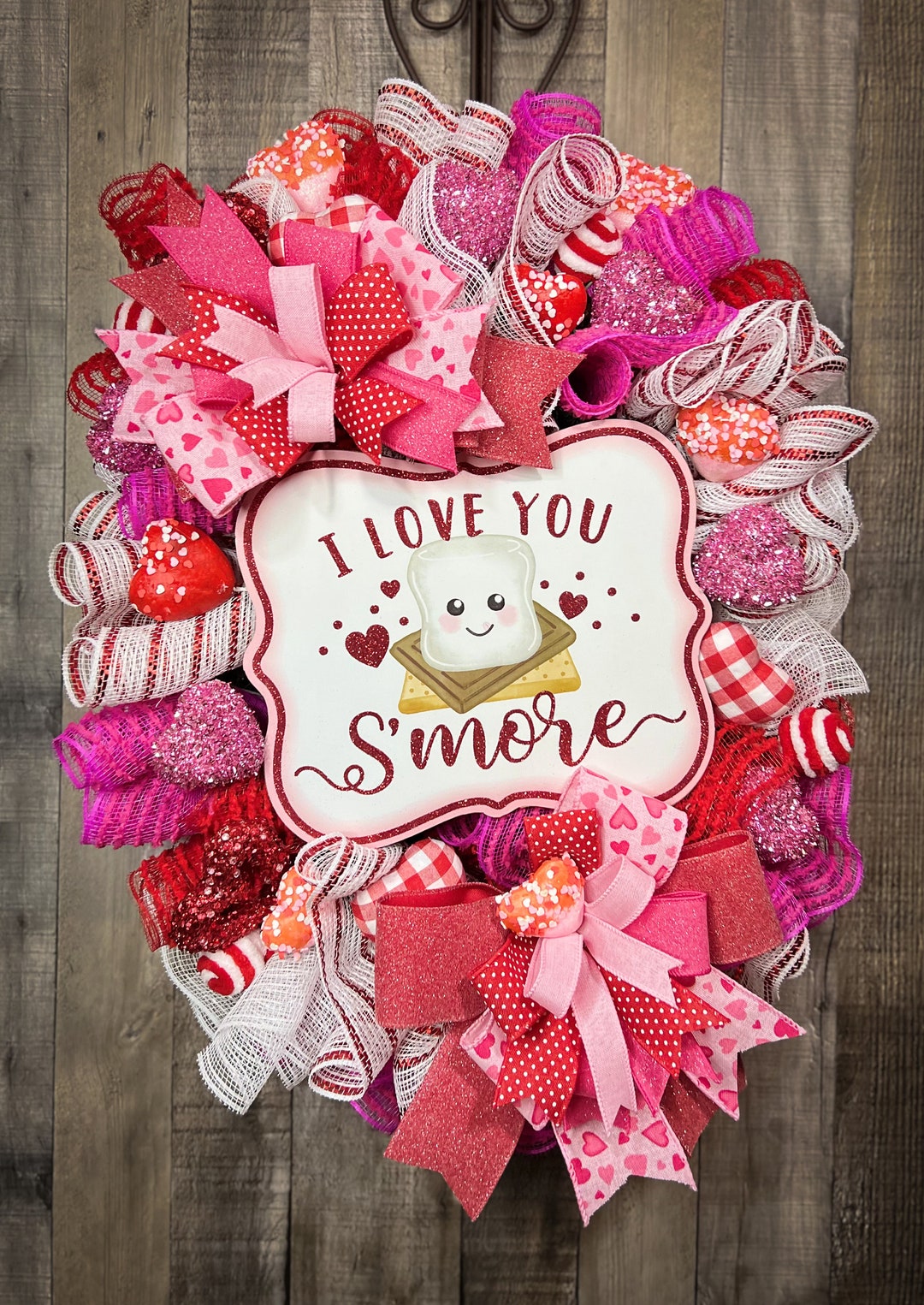 Smore Themed Happy Valentines Day Wreath, Heart Door Hanger, Love Decor ...