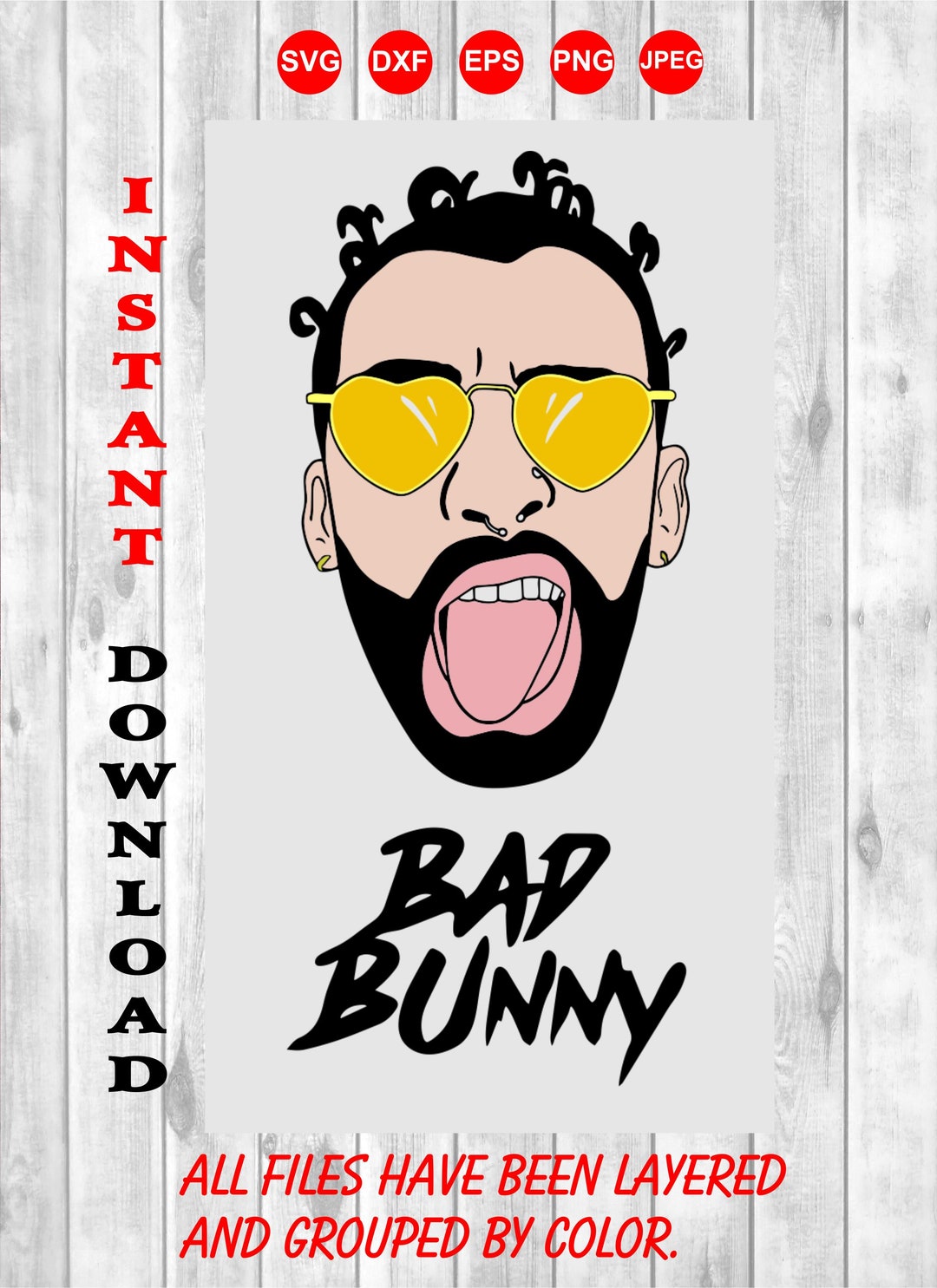 Bad Bunny the Puerto Rican Rapper, Svg Cutting Files - Png Clipart -EPS ...