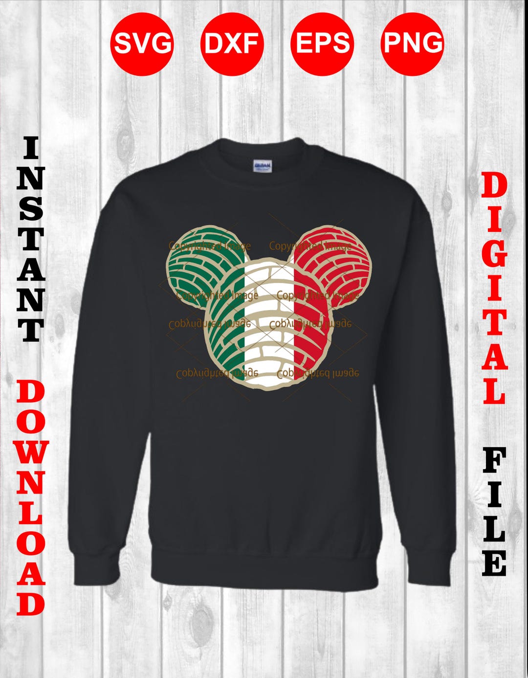 Concha Mickey Mouse Head in Mexican Flag Style - Svg Cutting Files ...