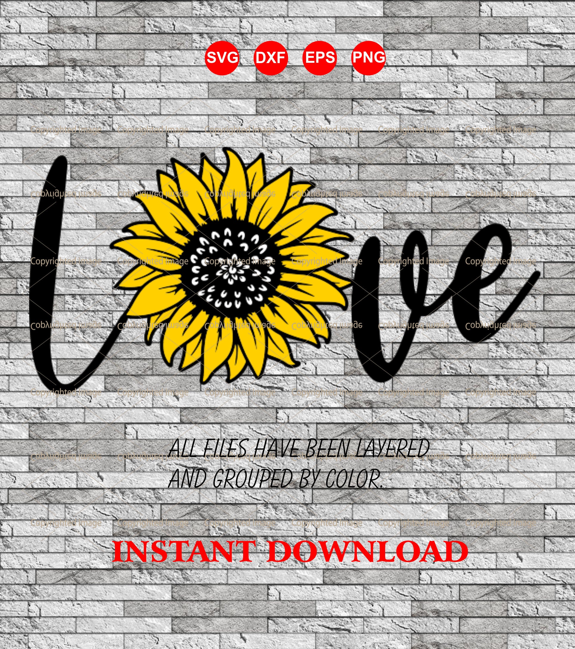 Sunflower Svg Love Eps Clipart Three Colors Design Cutting - Etsy UK