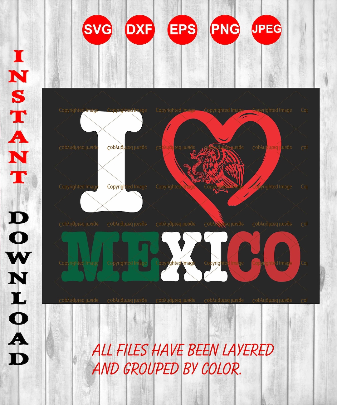 I Love Mexico With All My Hart, Svg Cutting Files - Png Clipart -EPS ...