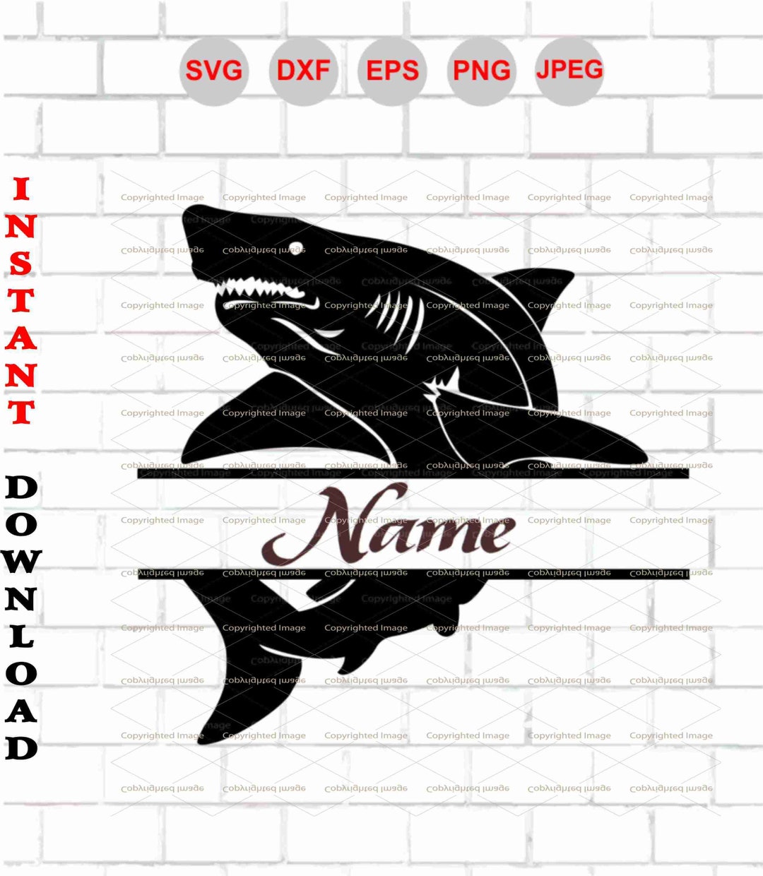 Shark Svg Silhouette, Shark Monogram Svg, Shark Clipart, Shark SVG File ...