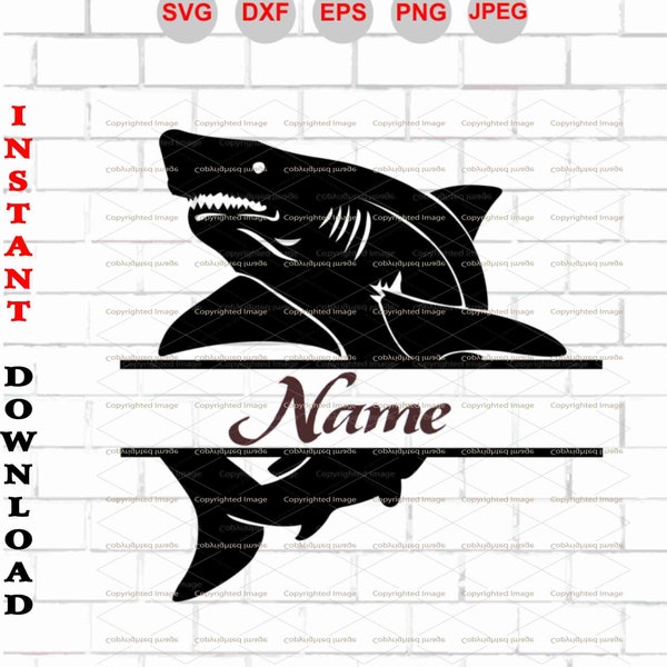 Shark Monogram Svg - Etsy