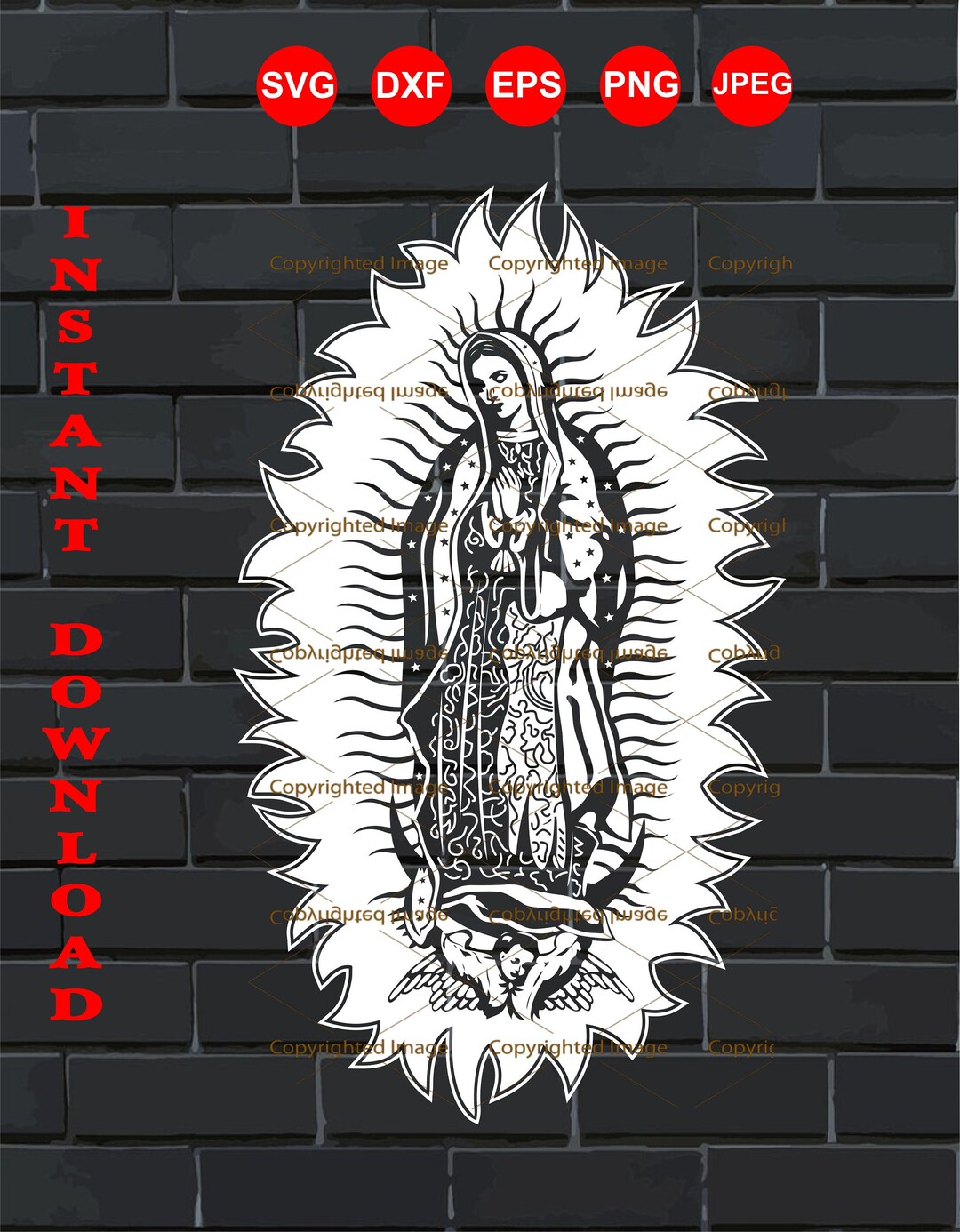 Our Lady of Guadalupe, Svg Cutting Files - Png Clipart -EPS - Scalable ...