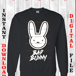 Bad Bunny Outline Svg Cut Files, for Cricut and Silhouette Cameo - Png ...