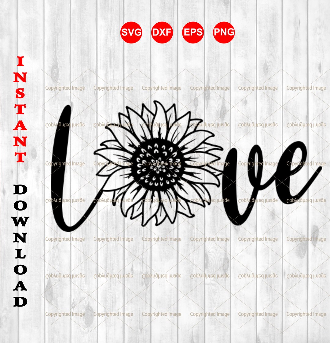 Sunflower Svg Love Eps Clipart, Svg Cutting Files for Cricut and ...