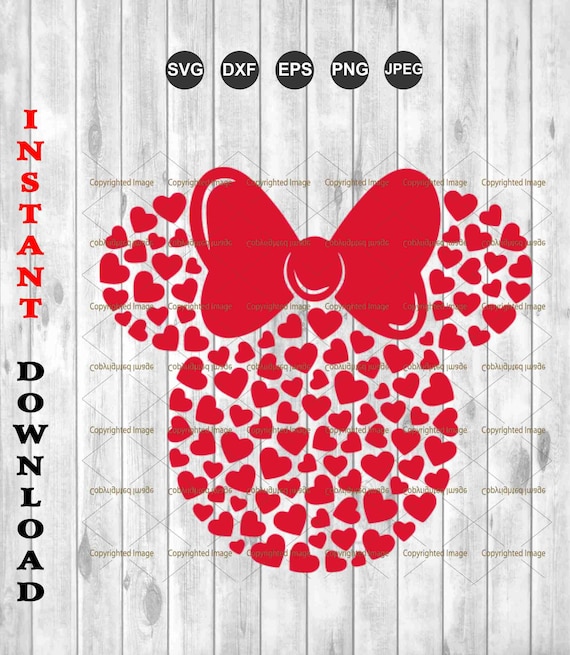 Minnie Mouse Icon Filled With Hearts Svg Cutting Files For Etsy
