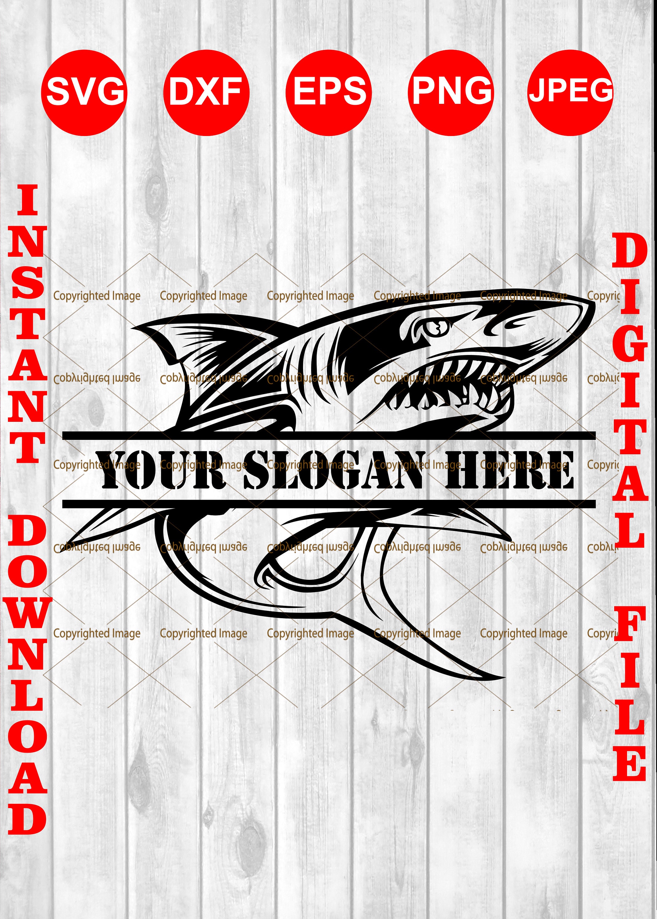 Shark Monogram Design, Svg Cutting Files Png Clipart EPS Scalable ...