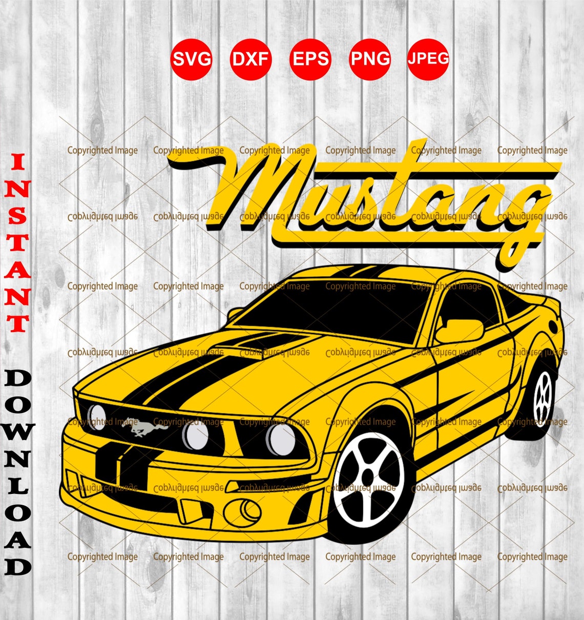 Ford Mustang, Svg Cutting Files - Png Clipart -EPS - Scalable Vector ...