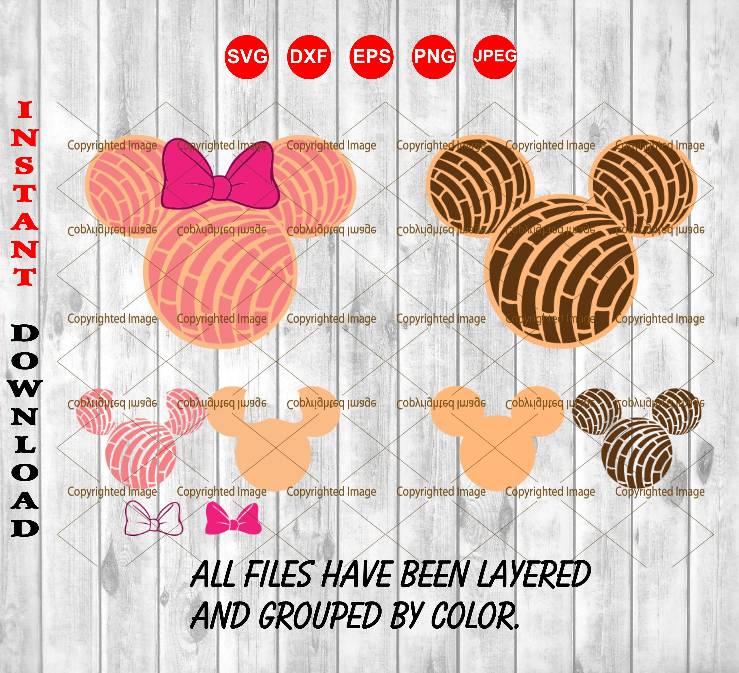 Mickey & Minnie Mouse Concha, Concha Mexican Bread Svg Cutting Files ...