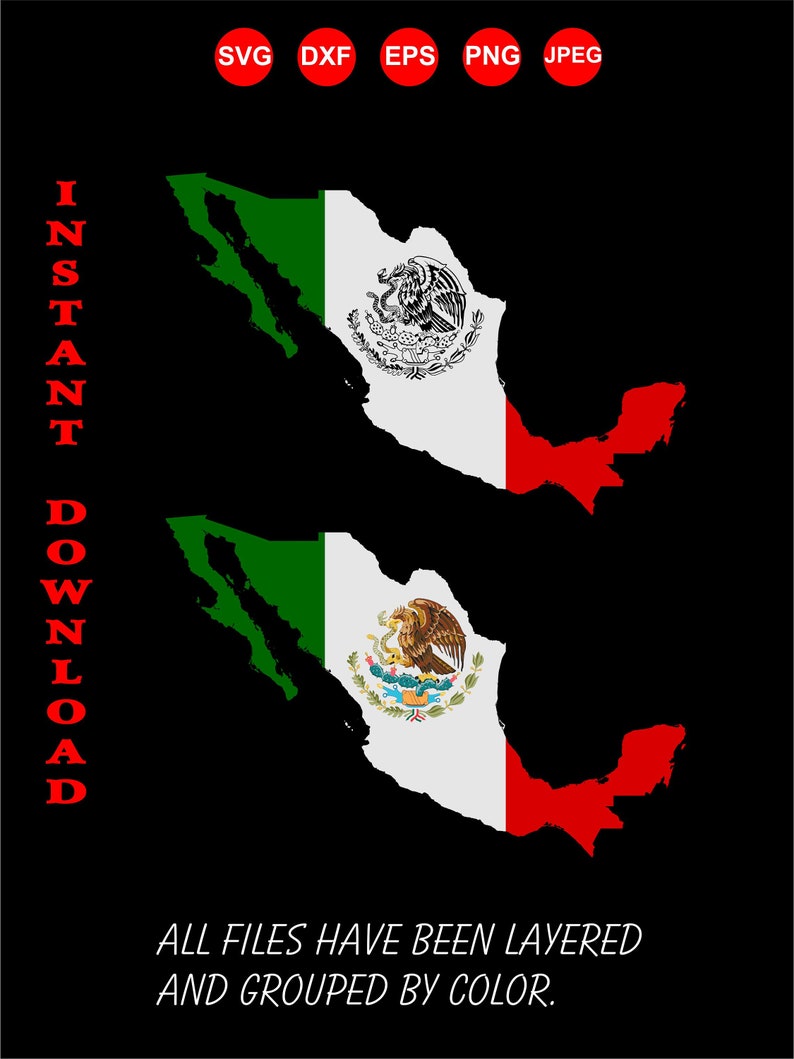 Mexico Map, Svg Cutting Files - Png Clipart -EPS Vector Files, INSTANT ...