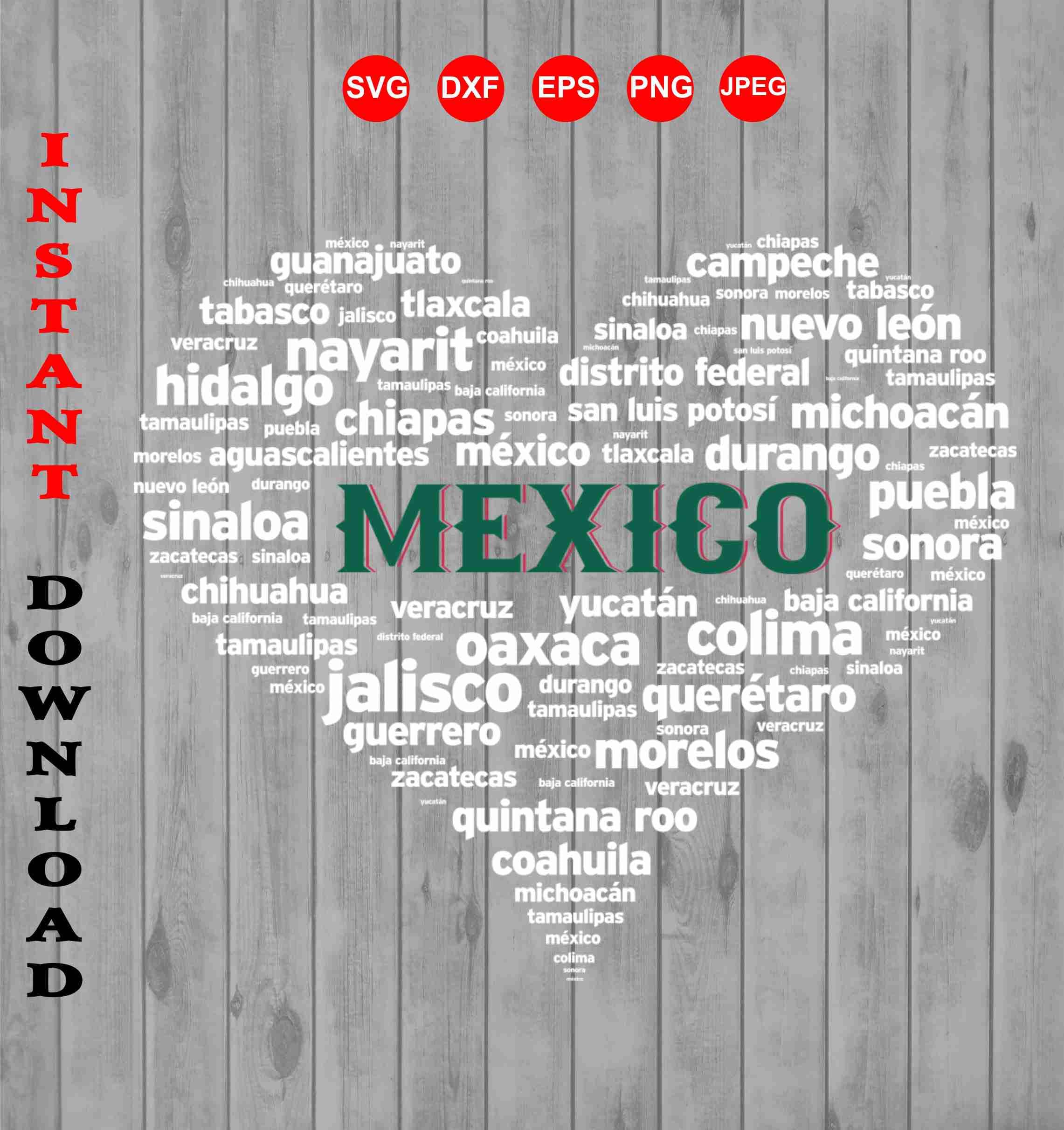 I Love Mexico Svg Cutting Files for Cricut and Silhouette - Etsy