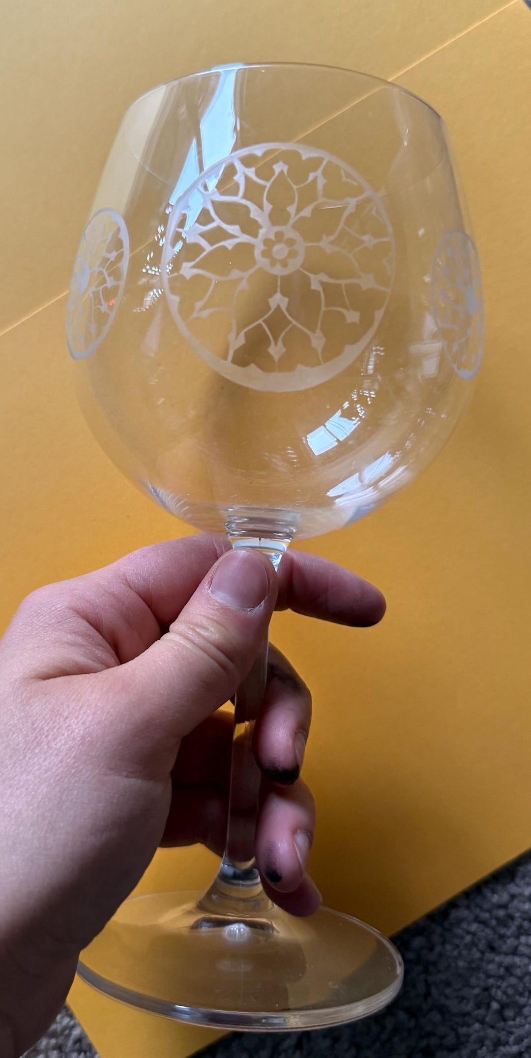 Wine Glass Cathedral Glass Etching Cup - Etsy