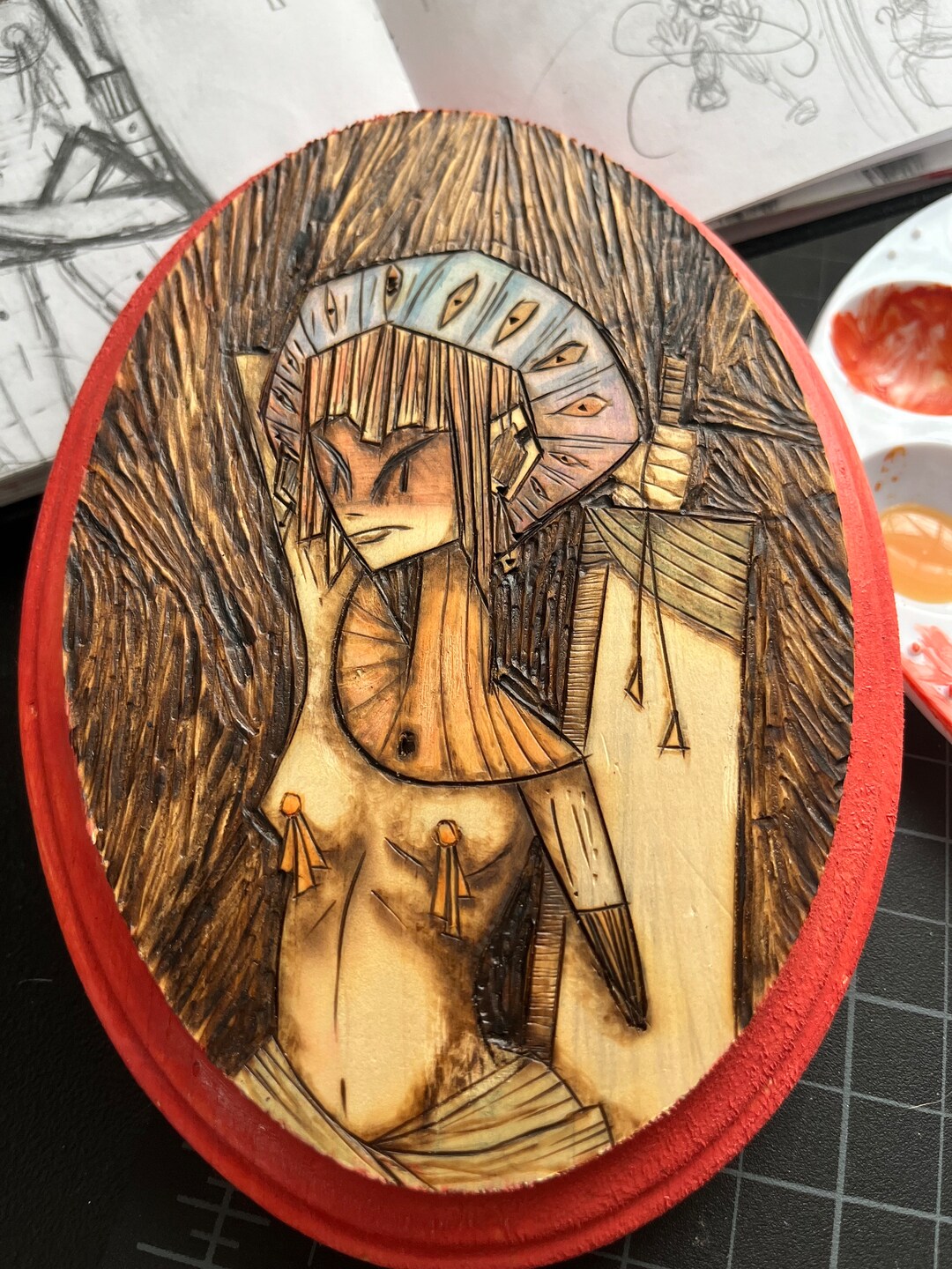 Wood Burned Character Wood Burning Wood Burning Art Wood Burning Decor ...