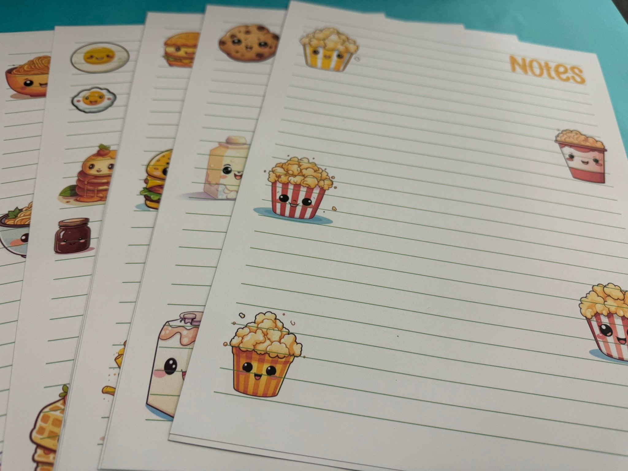 Kawaii Food Lined Paper - Etsy