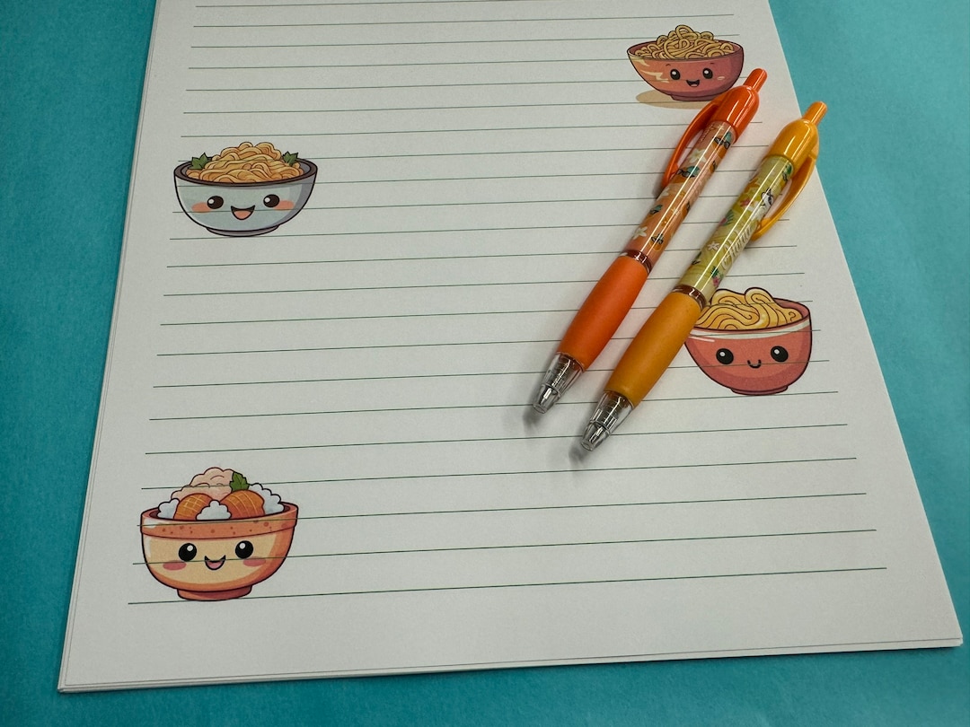 Kawaii Food Lined Paper - Etsy