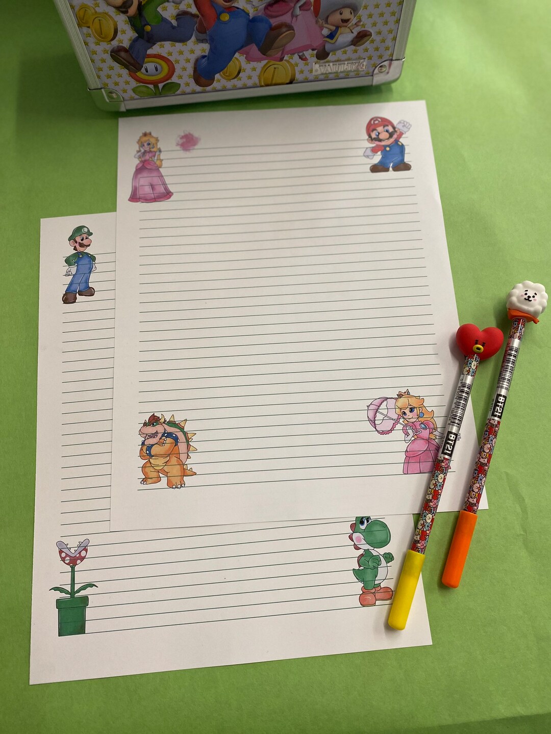 Mario Bros. Lined Writing Paper, Kawaii Stationery - Etsy