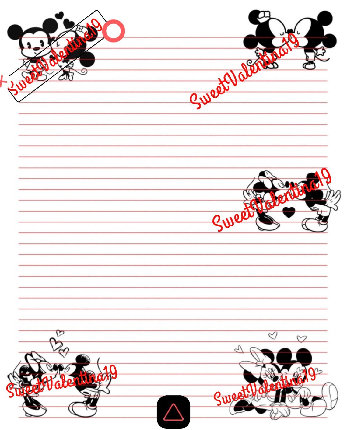 Disney-inspired Minnie and Mickey Mouse Lined Writing Paper - Etsy